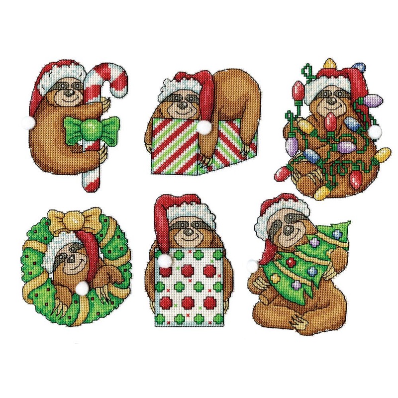 Sloth (14 Count) Plastic Canvas Ornament Kit 3"x4" Set of 6: Stitch-It ...