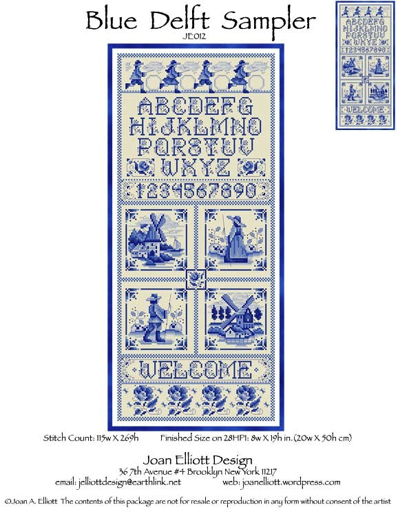 Blue Delft Sampler JE012 - Cross Stitch Chart: Stitch-It Central