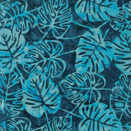 Monstera Navy/Peacock Batik # 9216-56 - Quilting Fabric: Stitch-It Central