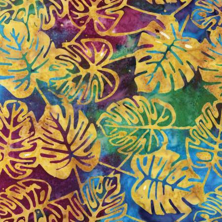 Monstera Gold/Multi Batik # 9216B-93 - Quilting Fabric: Stitch-It Central