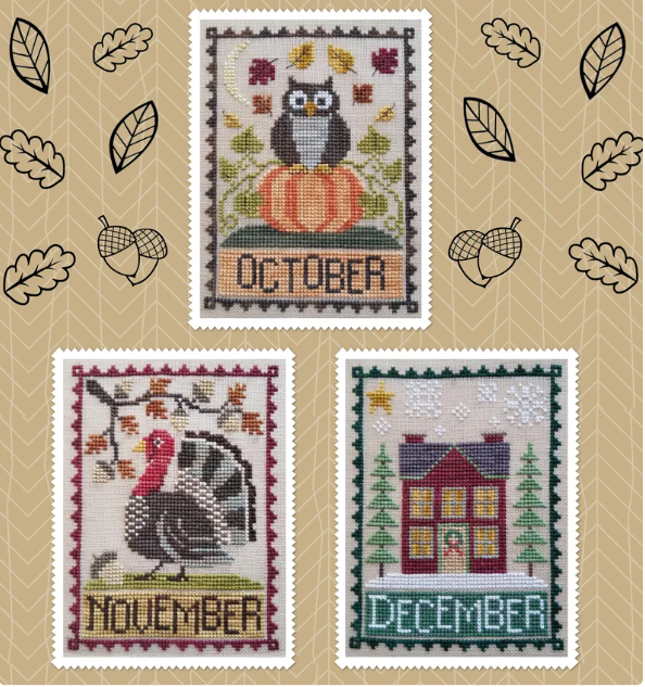 Monthly Trio - October, November, December - Cross Stitch Chart: Stitch ...
