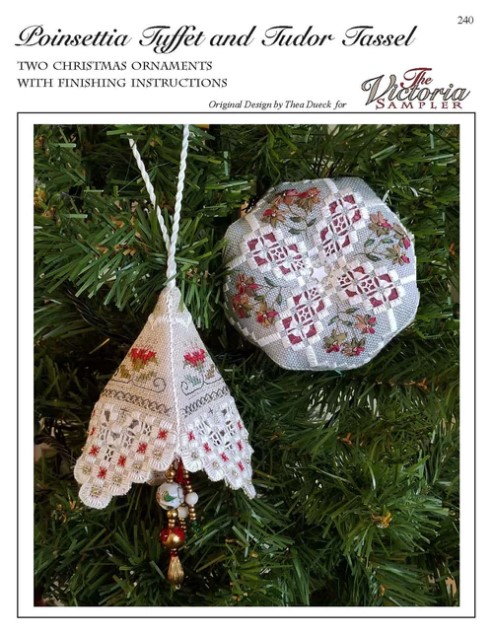 Poinsettia Tuffet and Tudor Tassel Ornaments - Cross Stitch Chart ...