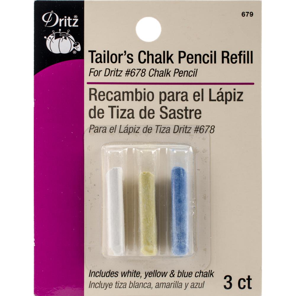 Dritz Tailor's Chalk Pencil Refill 3pc Blue, Yellow, White (#679 ...