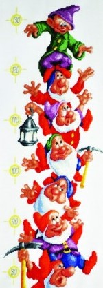 The Seven Dwarfs Height Chart (16 Count) - Cross Stitch Kit 7.9" x 25.6 ...