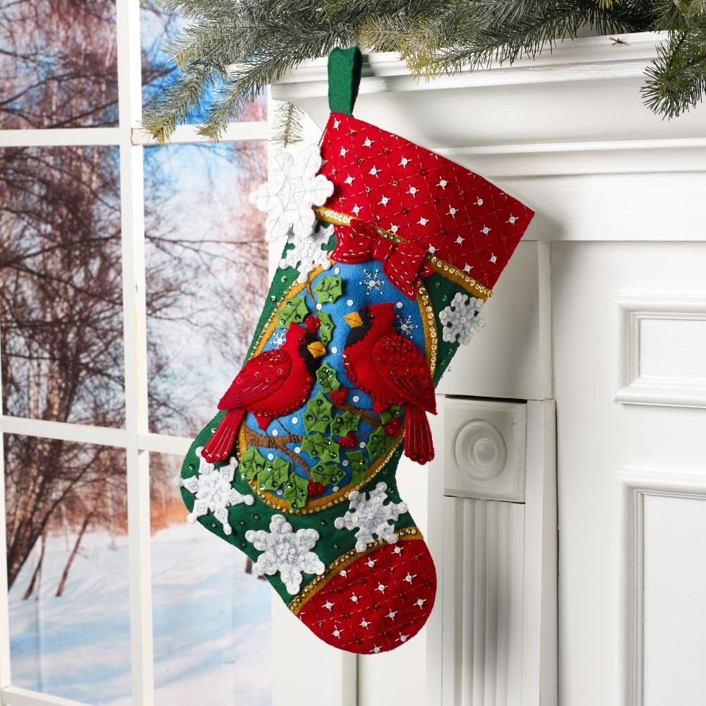 --Christmas Cardinals - Felt Applique Stocking Kit 18" Long: Stitch-It ...