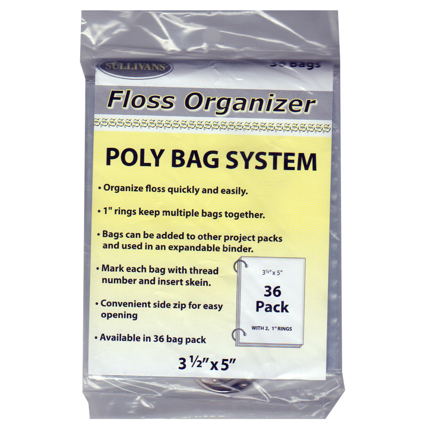 Floss Organizer Poly Bag System (36/Pkg) w/rings: Stitch-It Central