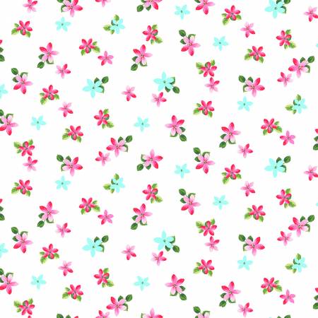Splendid Path - White Ditsy Floral # 7565-01 - Quilting Fabric: Stitch ...