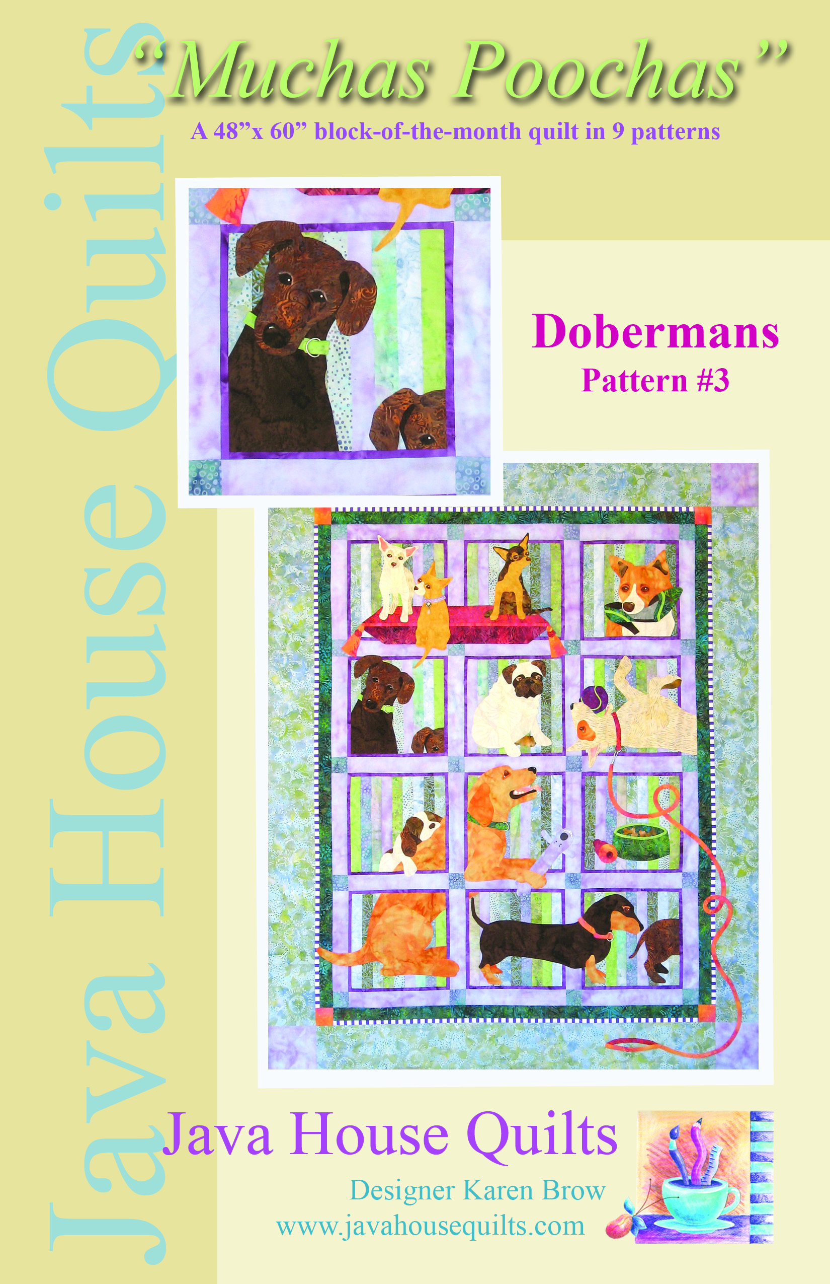 Muchas Poochas Pattern 3: Dobermans - Quilting Pattern: Stitch-It Central