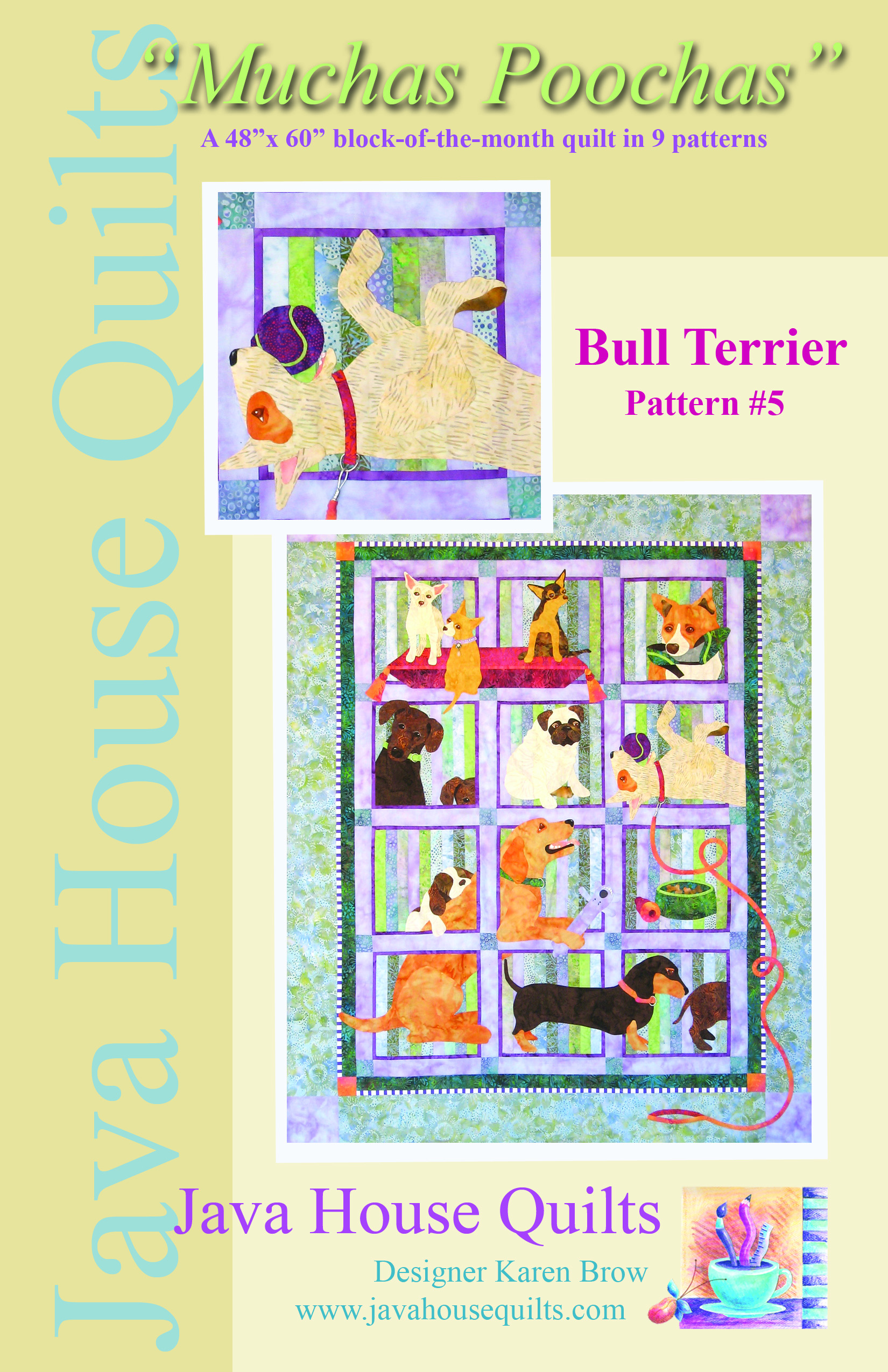 Muchas Poochas Pattern 5: Bull Terrier - Quilting Pattern: Stitch-It ...