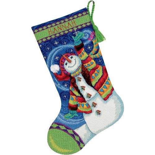 Happy Snowman Stocking 14 Count Needlepoint Kit 16 Long
