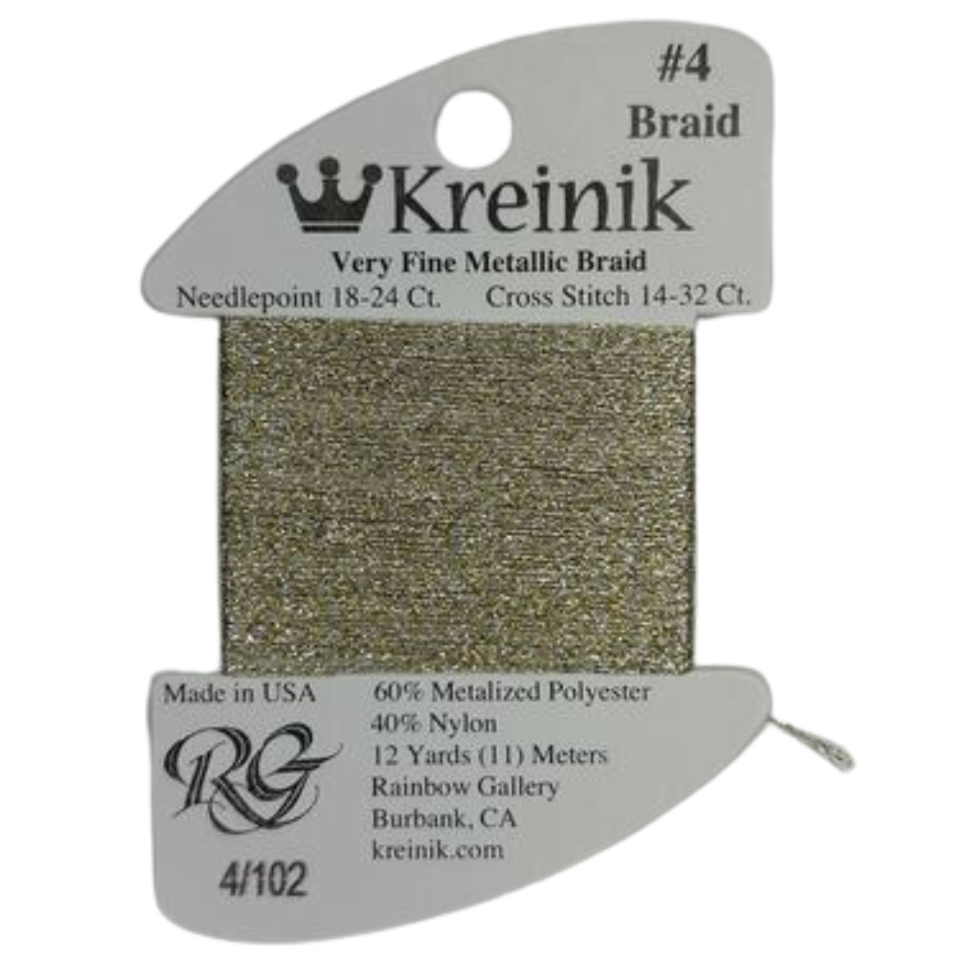 102 - Vatican Gold Kreinik #4 Very Fine Braid on Card: Stitch-It Central