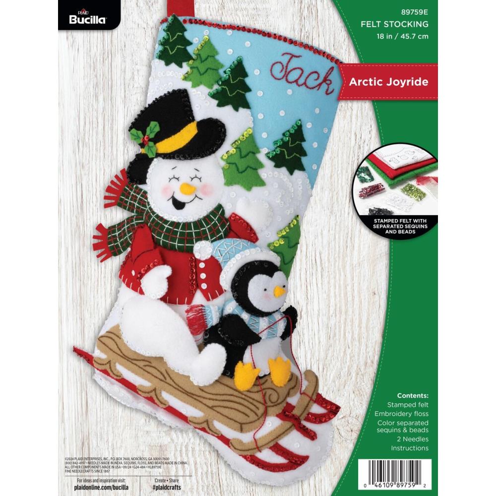 Arctic Joyride Stocking 18" Long - Felt Applique Kit: Stitch-It Central