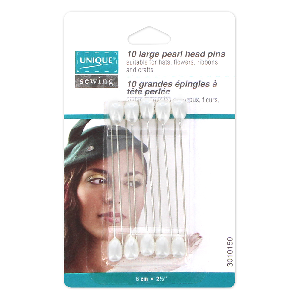 UNIQUE 2.5" Pearl Head Hat Pins 10pcs: Stitch-It Central