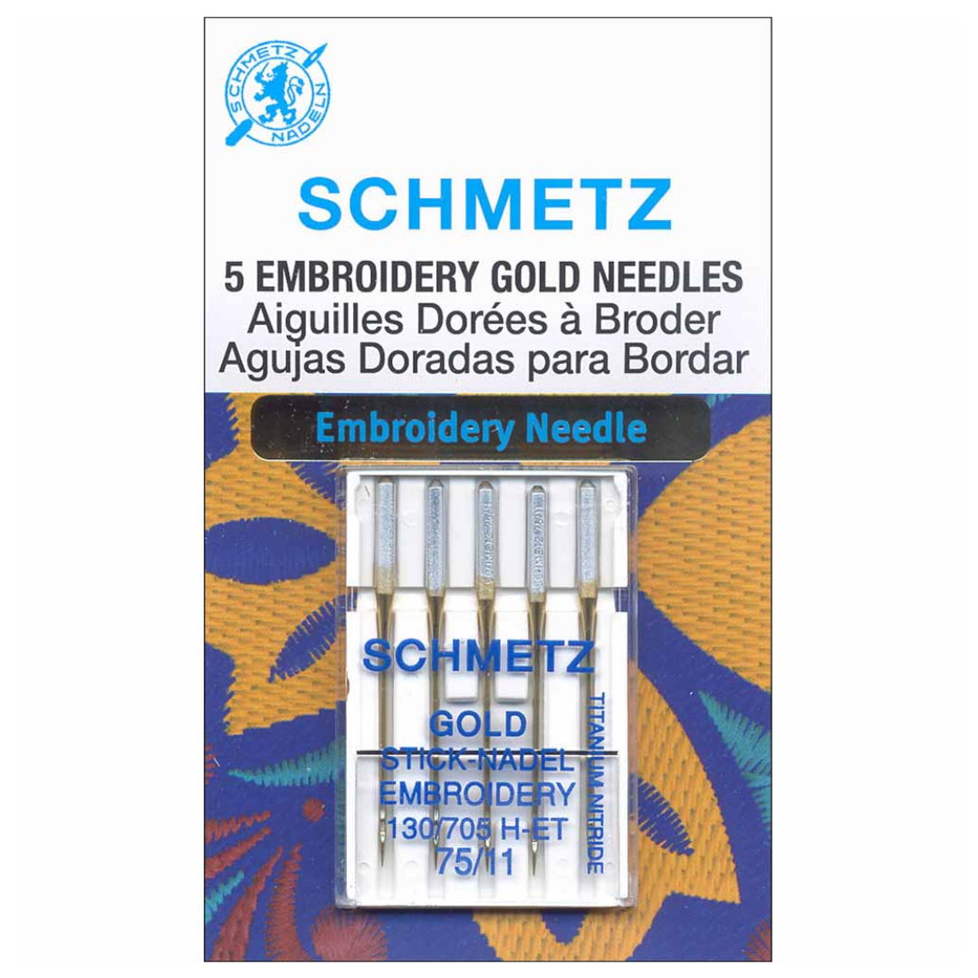 Schmetz Gold Titanium Embroidery Machine Needles Size 75/11 #1824 (5 ...