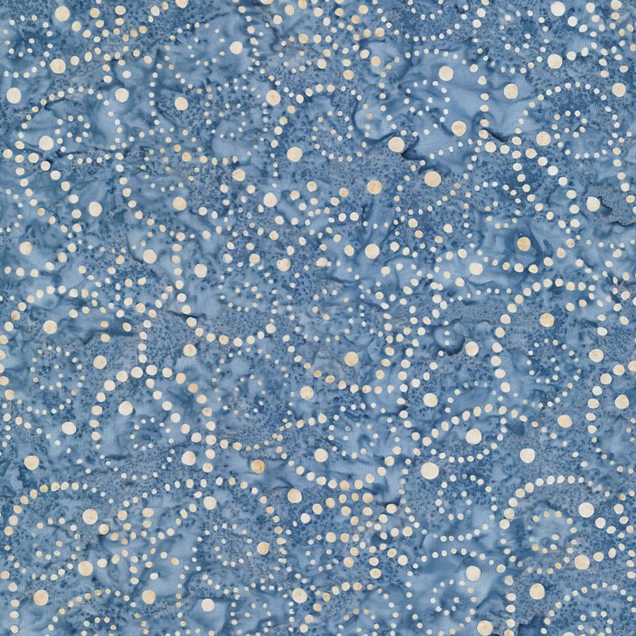 Del Mar - Blue tan Cream Scroll Batik #22264-442 - Quilting Fabric ...