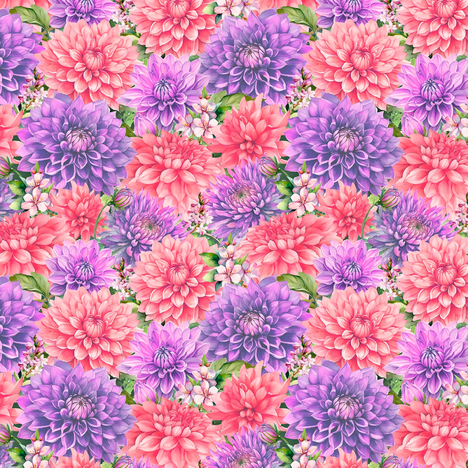 Dahlia Botanica - Packed Floral Pink & Purple #33924-367 - Quilting ...