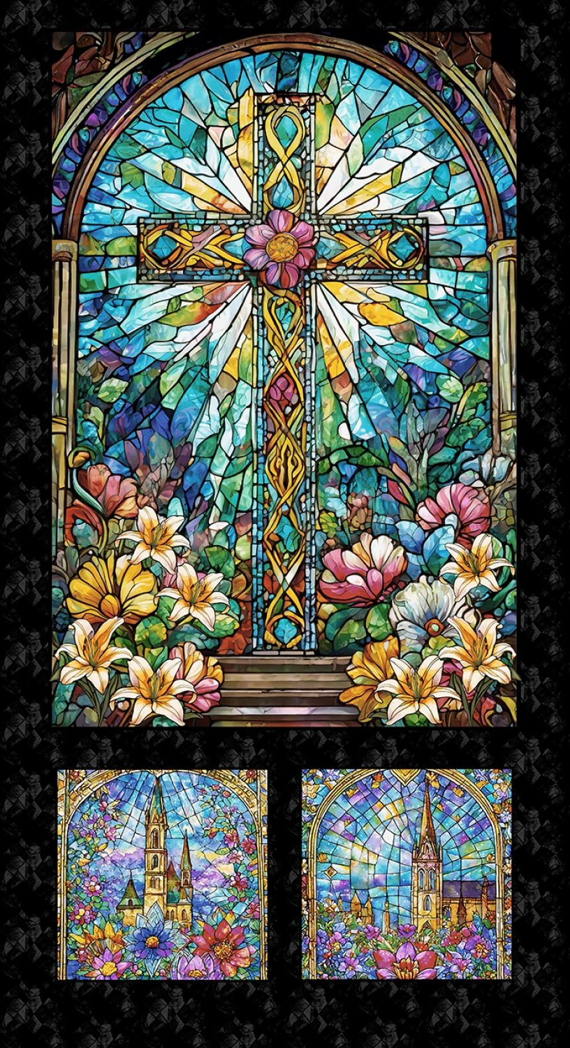 Faith In Full - Turquoise/Black Window 24" Panel #2186P-79 - Quilting ...